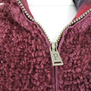 Pendleton | Jackets & Coats | Pendleton Red Maroon Plaid Fuzzy Full Zip ...